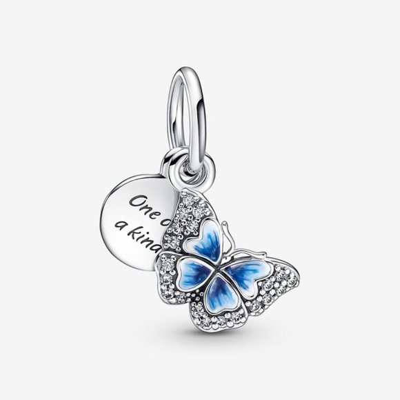 Pandora | Jewelry | Pandora Blue Butterfly Quote Double Dangle Charm ...